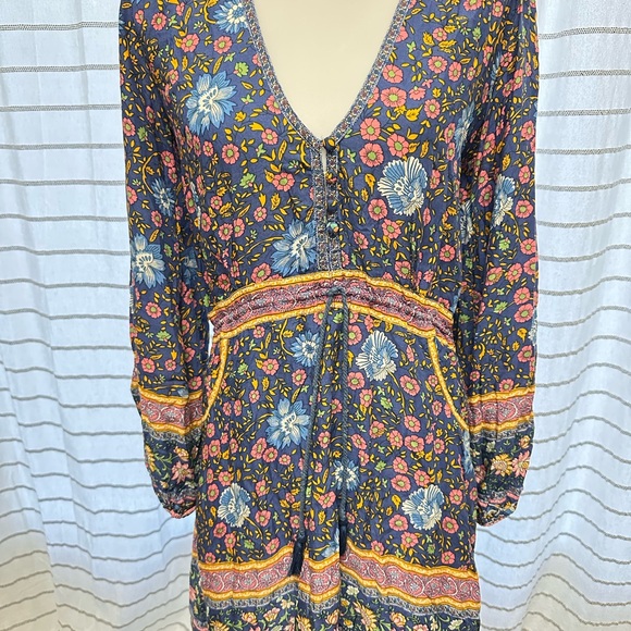 Spell | Dresses | Spell Blue And Yellow Floral Dress | Poshmark